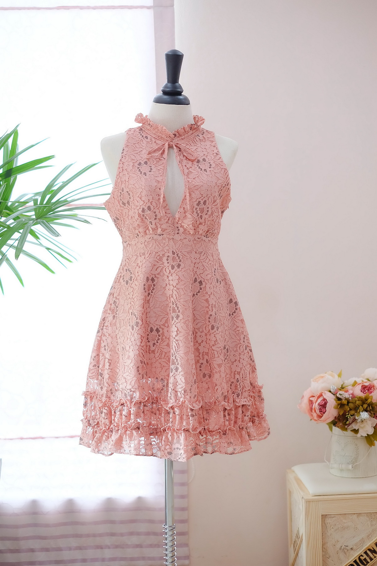 Handmade Dress Marry Sundress Pink Dress Pink Lace Dress Lace Party ...